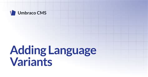 Adding Language Variants Umbraco Cms