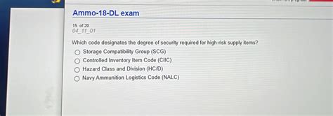 Solved Ammo 18 Dl Exam 15 Of 20 041101 Which Code Designates The