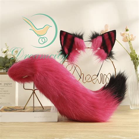 Pink And Black Wolf Ears And Pink Wolf Tails Plugs Can Be Added As Sex