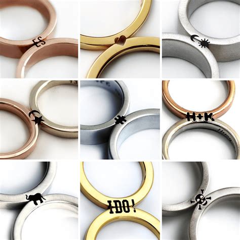 Custom Engraved Couple Rings Wedding Ring Set 2 Personalized Name
