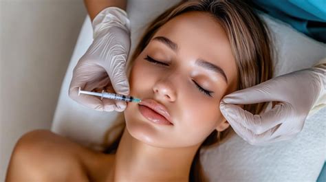 A Woman Receiving A Cosmetic Injection In A Clinical Setting Premium