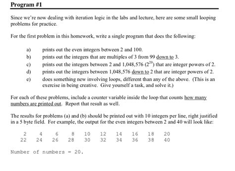 solved program 1 problems for practice a prints out the