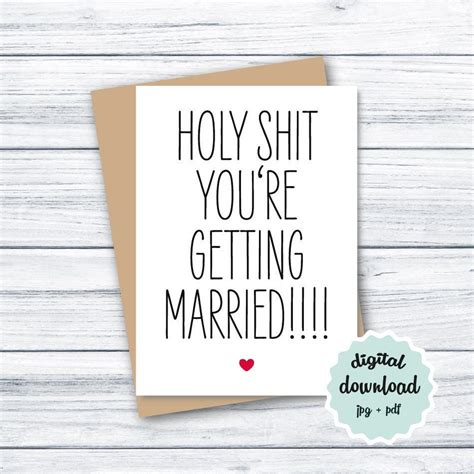 Bridal Shower Card Printable Funny Engagement Card Instant Download
