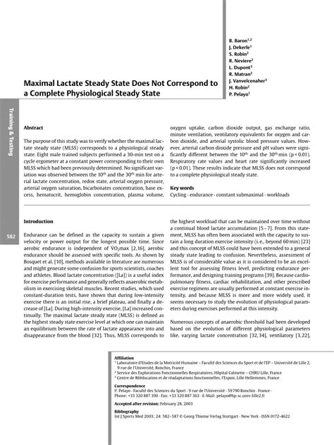 Pdf Maximal Lactate Steady State Does Not Correspond To A Complete