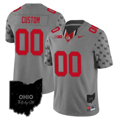 Ohio State Buckeyes Football Ohio Concept Custom Jersey Gray