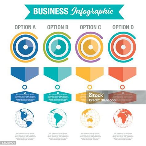 Template Infografis Bisnis Dengan Lingkaran 3d Dan Iocns Ilustrasi Stok