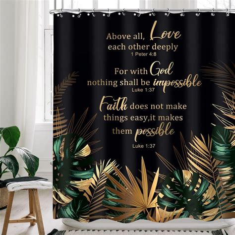 Cinbloo Gold And Green Palm Leaves 60wx72h Shower Curtain Tropical