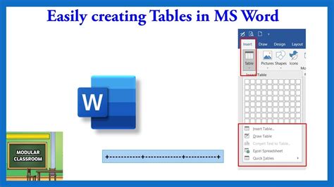Creating Tables In MS Word YouTube