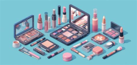 Isometric Makeup Icons 3d Look Perspective View Beauty Set Stock
