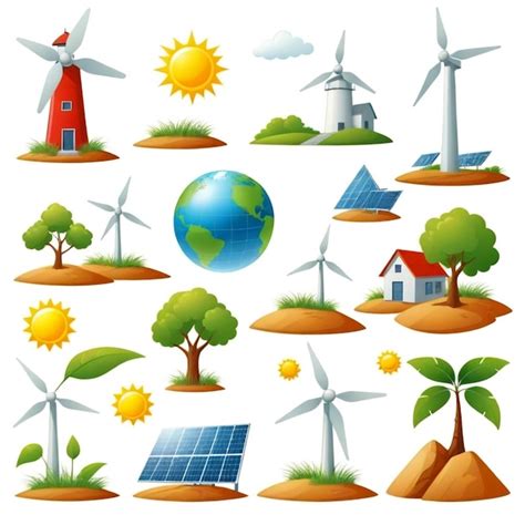 Renewable Vector Set White Background Isolated A High Premium Ai