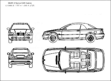 Bmw 3 Series E46 Cabrio 2d Drawing Blueprints 30168 Model Copy