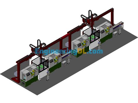 automatic loading and unloading cnc workshop for truss robot solidworks