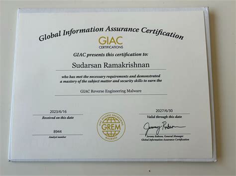 Sudarsan Ramakrishnan On Linkedin Final Got My Grem Giac Reverse