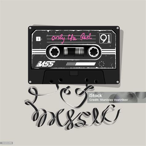 음악 카세트 슬로건입니다 슬로건음악을 사랑 인쇄 T 셔츠 옷 엽서 배경 배너 및 기타에 대 한 이미지 T 셔츠에 대한 스톡 벡터 아트 및 기타 이미지 Istock