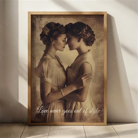 Vintage Lesbian Love Art Retro Lgbtq Romance Posterhistorical Queer