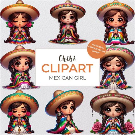 Cute Chibi Mexican Girl Clipart 32 Png Svg Hispanic Girl Png Latina