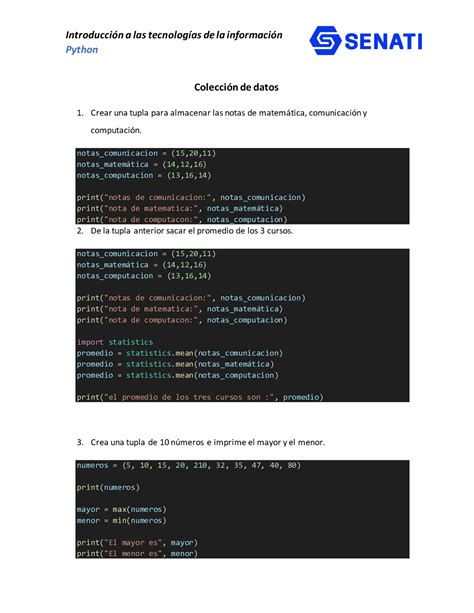 Practica De Laboratorio Tuplas Introducción A Las Tecnologías De La Información Python