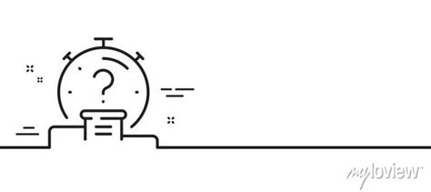 Quiz Line Icon Timer With Question Mark Faq Time Symbol Minimal