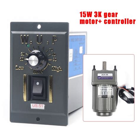 Gear Motor Ac 110v Electric Variable Speed Controller 1 3 450rpm Gearmotor Motor
