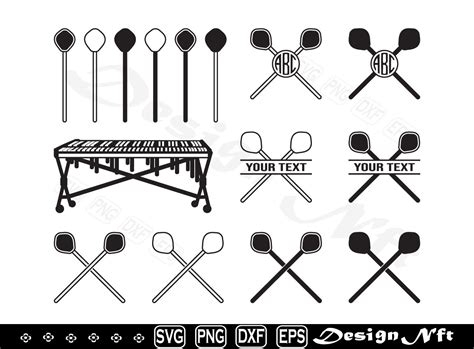 Marimba Mallets Svg Marimba Svg Clipart Cut Files For Silhouette Vector Dxf Eps Png
