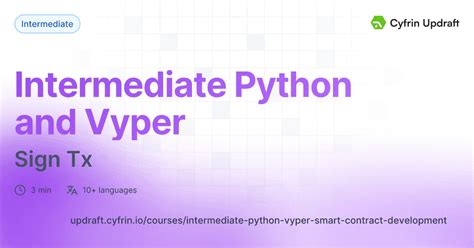 video web3py sign tx intermediate python and vyper