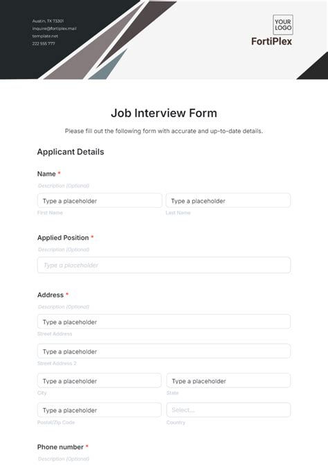 Free Interview Form Templates To Edit Online