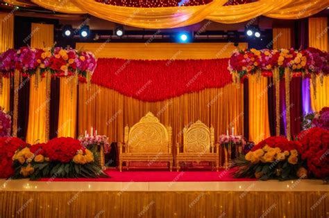 Premium Photo A Stage With Flowers And A Stage With A Stage With A