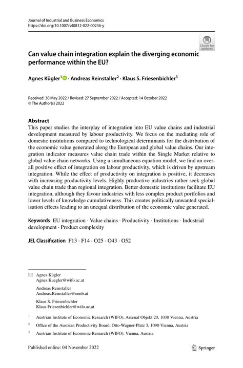 Pdf Can Value Chain Integration Explain The Diverging Economic