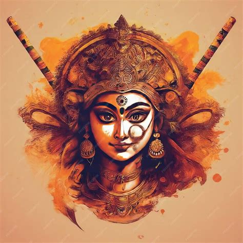 Premium Vector Indian Goddess Durga In Traditional Durga Puja With A