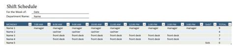 Door Schedule Excel Free Employee Shift Schedule Template For Excel