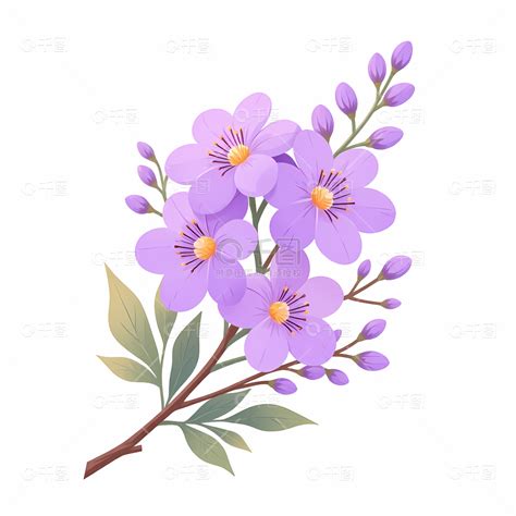 设计ai数字艺术 紫色花树枝装饰设计元素 Ai平面元素免费下载png格式4096像素编号71370793 千图网