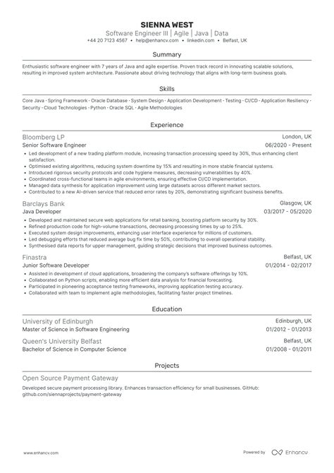 Java Developer Cv Examples And Guide For 2026