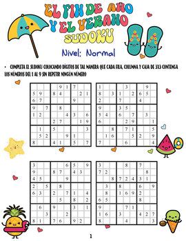 El Verano Sudoku Spanish Summer Sudoku In Spanish By La Casita Del