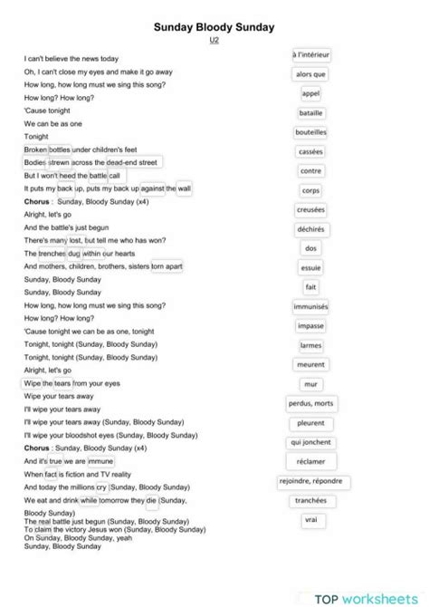 Sunday Blooday Sunday Interactive Worksheet Topworksheets