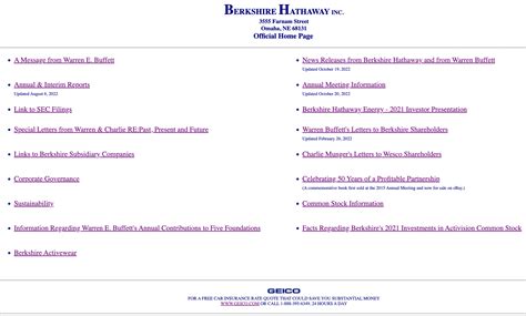 1 Trillion Dollar Asset Holding Company Website Berkshire Hathway