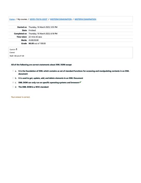 Xml Midterm Exam Xml Based Web Applications Studocu