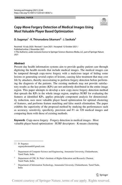 Copy Move Forgery Detection Of Medical Images Using Most Valuable