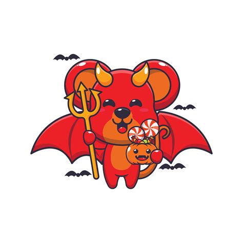 Devil Mouse In Halloween Day Cute Halloween Cartoon Illustration 28535982 Vector Art At Vecteezy