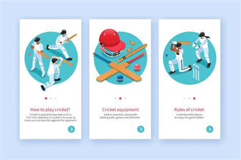 Premium Vector Isometric Cricket App Design Template Set