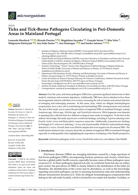 Pdf Microorganisms Ticks And Tick Borne Pathogens Circulating In Peri