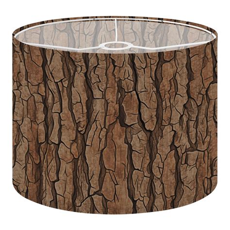 Linen Drum Lampshades Tree Bark Texture Earthy Brown Tones Organic