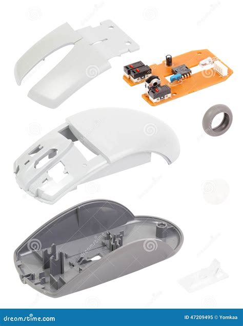 Isometry Disassembled Computer Mouse Isolated On White Background