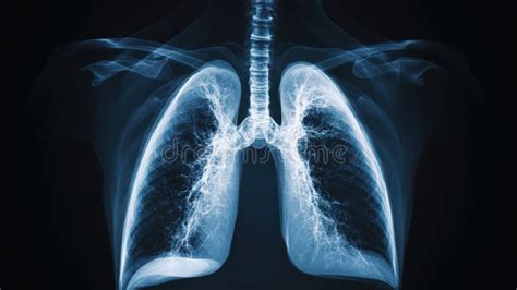 Human Lungs X Ray Image With White Highlights For Medical Diagnostic
