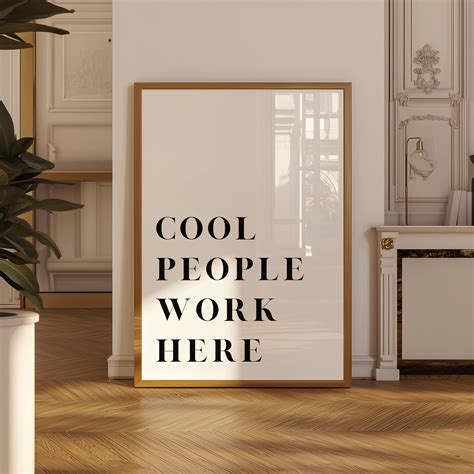 Cool People Work Here Print Trendy Office Wall Art Minimalist Office