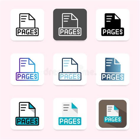 set pages icons file format with a consistent design and modern style stock vector
