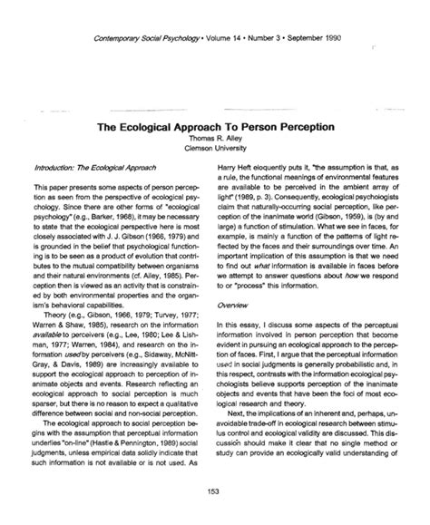 Pdf The Ecological Approach To Person Perception