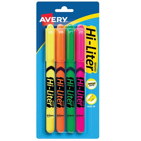 Avery Hi Liter® Pen Style Highlighters Smear Safe™ 4 Highlighters