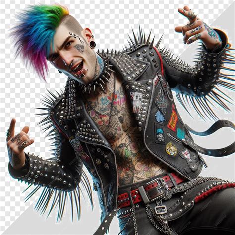 Premium Psd Trendy Colorful Punk Rock Guy With Laughing Face Portrait