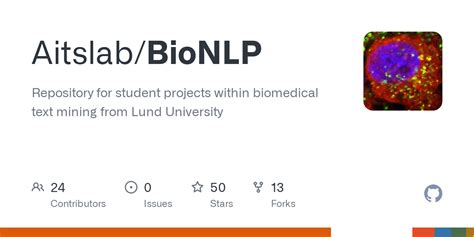 GitHub Aitslab BioNLP Repository For Student Projects Within Biomedical Text Mining From Lund