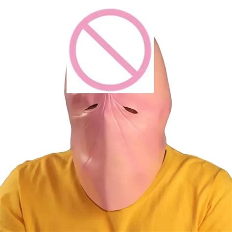 Funny Natural Latex Penis Dick Head Mask Adult Halloween Cosplay